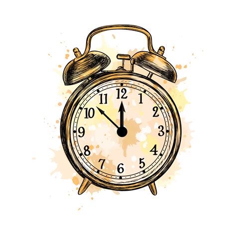 Alarm Clock Analog Classic Vintage Style From A Splash Of Watercolor