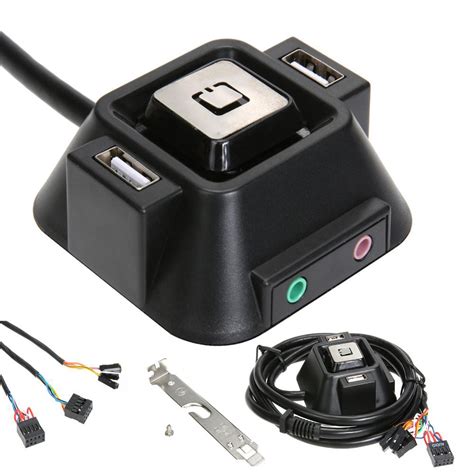 Desktop Computer PC Case Power Supply On Off Reset Button Switch Block Extender Cable With Dual