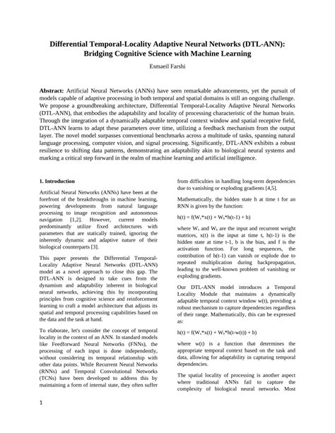 Pdf Differential Temporal Locality Adaptive Neural Networks Dtl Ann Bridging Cognitive