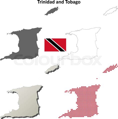 Trinidad And Tobago Outline Map Set Stock Vector Colourbox