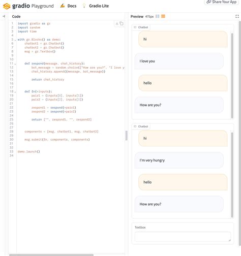 Gradioで1つのTextboxから複数のChatbotに同じメッセージを送る cocoinit23