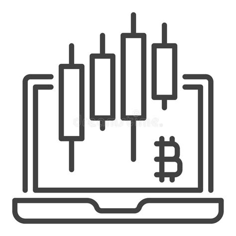 Laptop With Candlestick Charts Vector Linear Icon Or Symbol Stock Illustration Illustration Of
