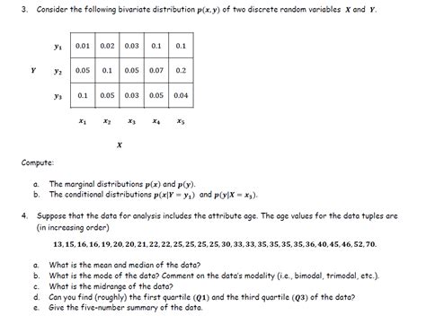 Solved 3 Consider The Following Bivariate Distribution