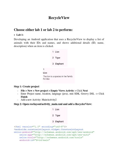 Exercise 8 Recycleview Pdf Constructor Object Oriented Programming Programming