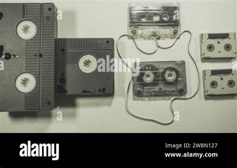 Evolution Of Memory Storage Devices From Vhs Tape And Audio Cassette Film Floppy Disk Cd