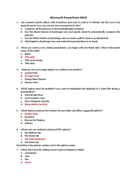 Microsoft Powerpoint Mcq Pdf Page Layout Microsoft Word