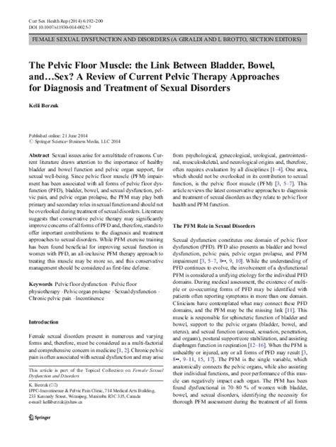 Pdf The Pelvic Floor Muscle The Link Between Bladder Bowel Andsex