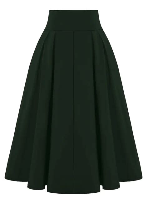 Versatile Solid Pleated Skirts Vintage Button Front High Temu