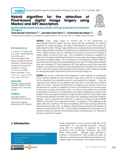 Pdf Hybrid Algorithm For The Detection Of Pixel Based Digital Image Forgery Using Markov And