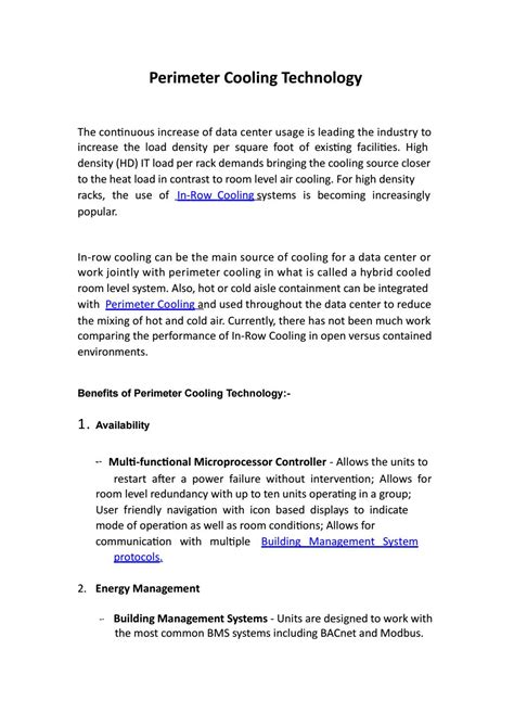 Perimeter Cooling Technology By Issuu