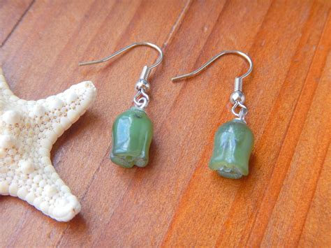 Jade Dangle Earrings Jade Flower Earrings Jade Earrings Etsy