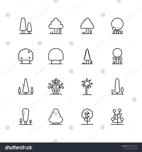 Tree Vector Line Icon Set Naturally Stock Vector Royalty Free Shutterstock