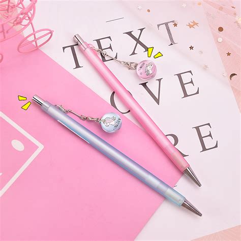 少女心独角兽糖果色自动笔创意吊坠挂件05mm07mm活动按动自动铅笔芯写不断活动铅笔小学生学习文具用品包邮虎窝淘