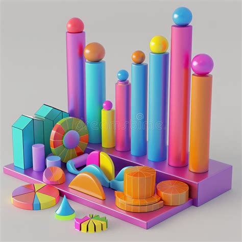 92 Illustration Of A 3d Model Of A Business Chart Icon In Bright Colors Stock Illustration