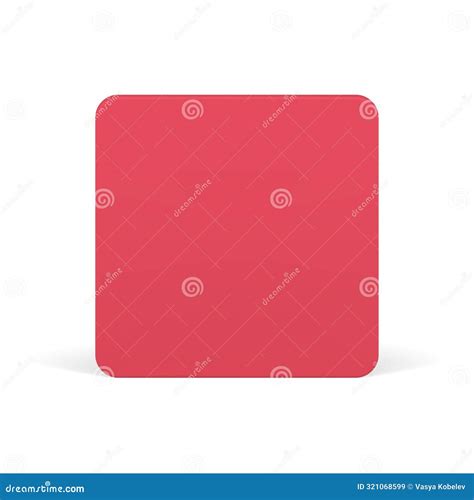 Red Cube Glossy Squared Foundation Base Symmetric Ornament Vertical Wall Front View Realistic