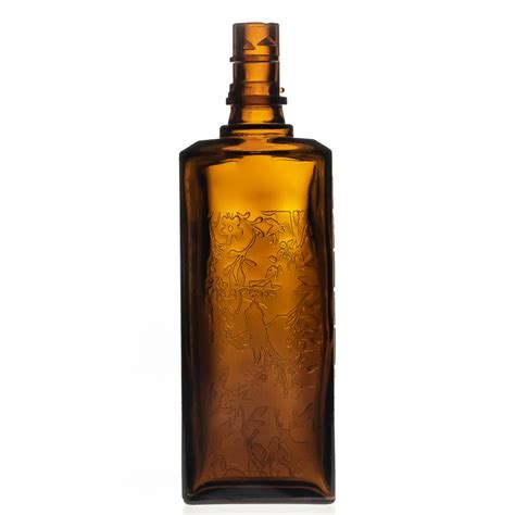 Fancy Engraving 480ml Flat Square Wine Bottle 16oz Empty Glass Whisky