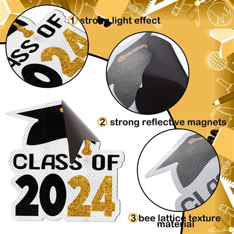 14 Pieces Graduation Car Reflective Magnets Class Of