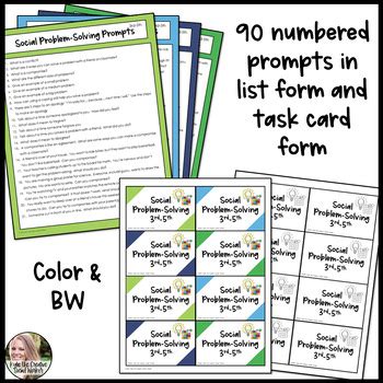 Social Problem Solving Task Cards Any Game Counseling Prompts TPT