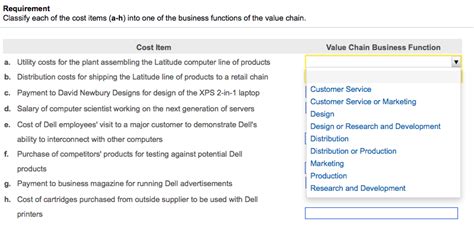 solved requirement classify each of the cost items a h
