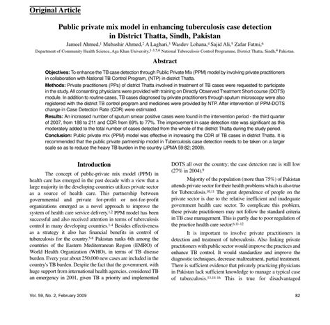 Pdf Public Private Mix Model In Enhancing Tuberculosis Case Detection In District Thatta