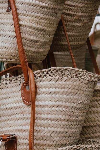 Premium Photo Full Frame Shot Of Wicker Baskets For Sale In Store