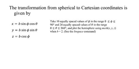 Solved The Transformation From Spherical To Cartesian