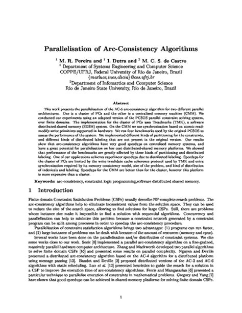 Pdf Parallelisation Of Arc Consistency Algorithms