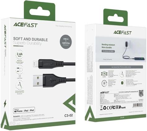 ACEFAST KABEL MFI USB APPLE LIGHTNING 2 4A 1 2M SZYBKIE ŁADOWANIE I PRZESYŁANIE DANYCH ACEFAST