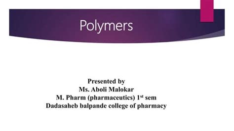 Polymer Classification Pptx