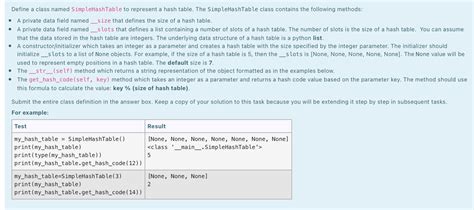 Solved Define A Class Named SimpleHashTable To Represent A Chegg