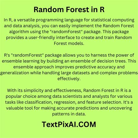 Random Forest In R A Comprehensive Guide For Effective Machine Learning TextPixAI AI