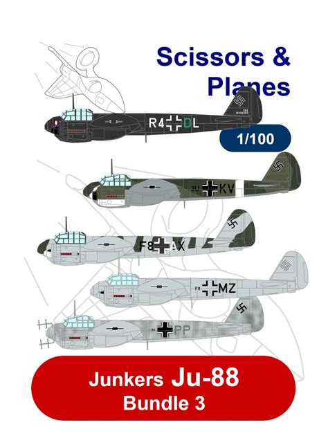 1100 Snp Junkers Ju 88 Bundle 3 Paper Model Ecardmodels