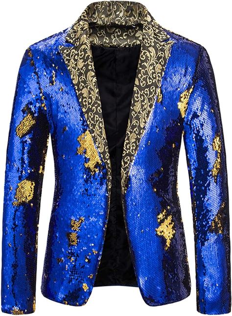 Allthemen Veste Costume Homme Paillettes Couleurs Brillantes Slim Fit Blazer Smoking Amazon Fr