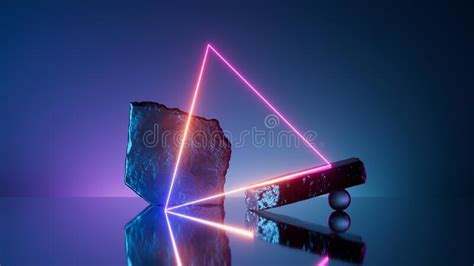 3d Render Abstract Minimalist Geometric Background With Glowing Neon