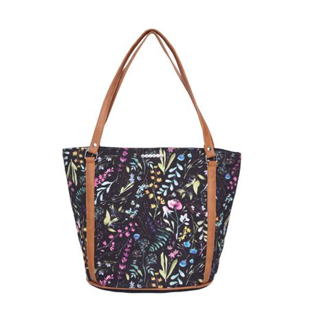 Buy Astrid Multi Color Leaf Print Shopper Bag Online