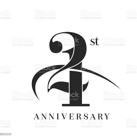 21 주년 축 하 간단한 디자인 모노 그램 그림 벡터 아이콘 간단한 년 생일 로고 라벨 흑인과 백인 절연 21에 대한 스톡 벡터