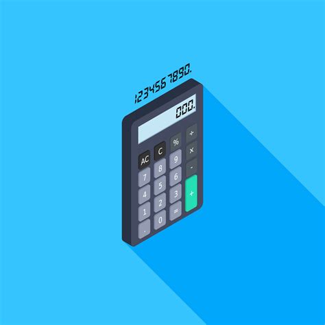 Calculator And Digital Number Right View Icon Vector Isometric Flat Style Vector Illustration