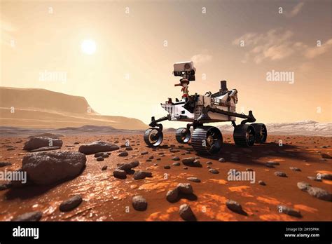 Vector Illustration Of Perseverance Rover Is Exploring Surface Of Mars
