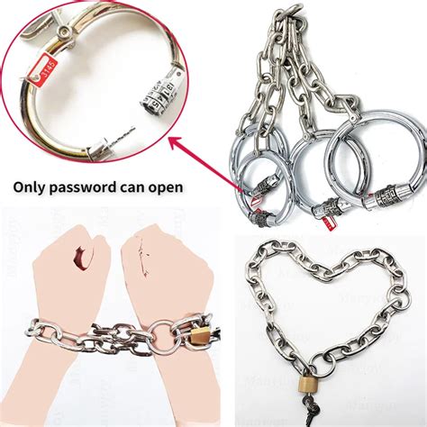 Stainless Steel Handcuffs Coded Lock Restraint Leg Bondage Anklecuffs