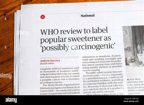 Who Review To Label Popular Sweetener As Possibly Carcinogenic