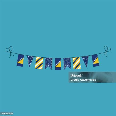 장식 깃발 보스니아 헤르체고비나 국가 대 한 플래그 평면 디자인에 하루 휴가 0명에 대한 스톡 벡터 아트 및 기타 이미지 0