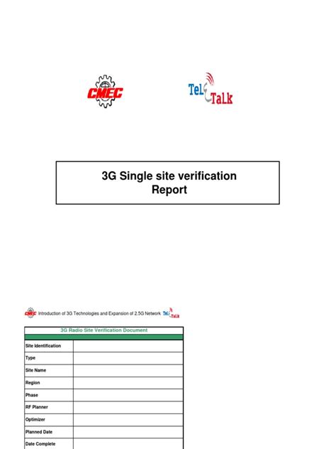 3g Single Site Verification Report Template Teletalk Pdf 3 G
