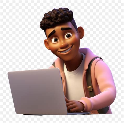 PNG Cartoon Laptop Computer Adult Premium PNG Rawpixel
