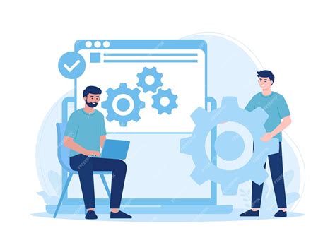 Premium Vector Technical Support That Works On Repairing Computer