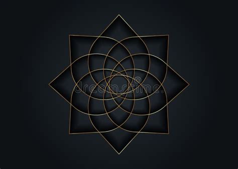 Dourada Flor De Lótus Mandala Semente Do Símbolo Da Vida Geometria