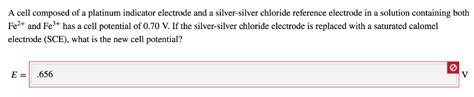 Solved A Cell Composed Of A Platinum Indicator Electrode And