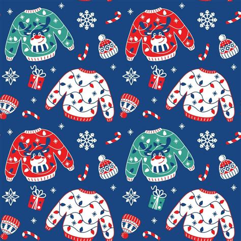 Ugly Christmas Sweater And Knit Hat Funny Christmas Clothes Seamless
