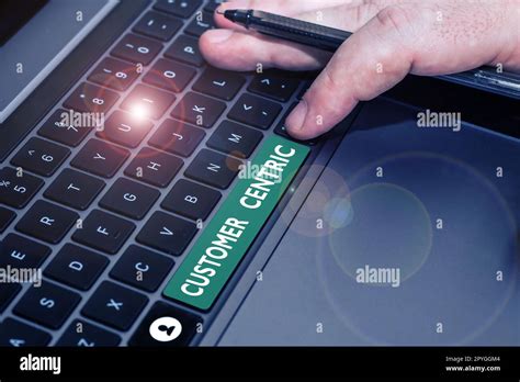 Sign Displaying Customer Centric Business Concept Process Of Looking After Customers To Ensure