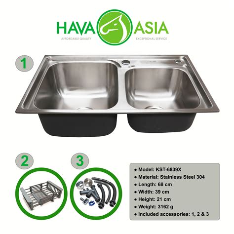 Havaasia Heavy Duty Stainless Steel 304 Kitchen Sink Counter Top Mount