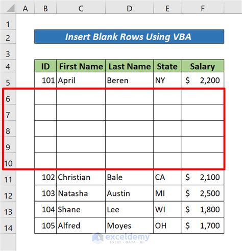 How To Insert Multiple Blank Rows In Excel 4 Methods Exceldemy